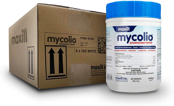 Maxill Mycolio Disinfecting Wipes (160Ct) Large 6x7", Hospital Grade ...